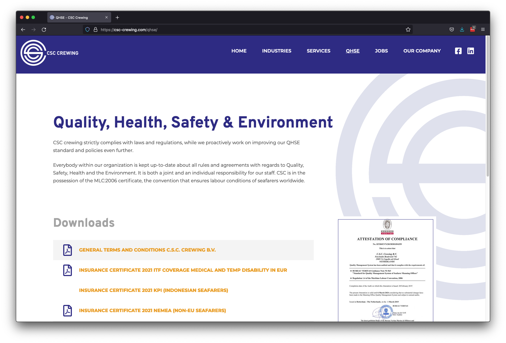 Realisatie website CSC Crewing - philogirl